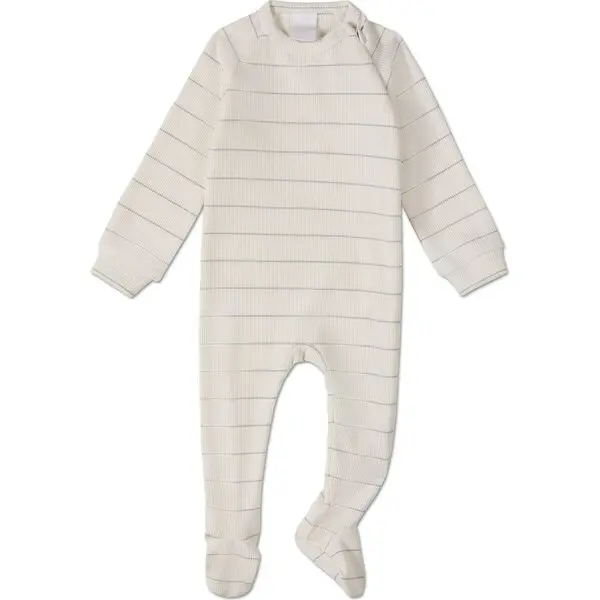 MINIMOI Baby Metallic Striped Footie - White