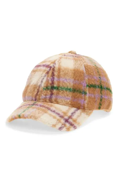 Treasure & Bond Brushed Plaid Baseball Cap - Tan Plaid