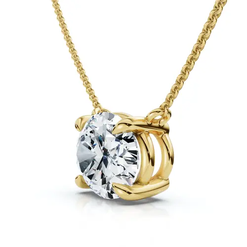 BLISS DIAMOND Certified 2ct Lab Grown Diamond Solitaire Pendant Necklace - Yellow Gold