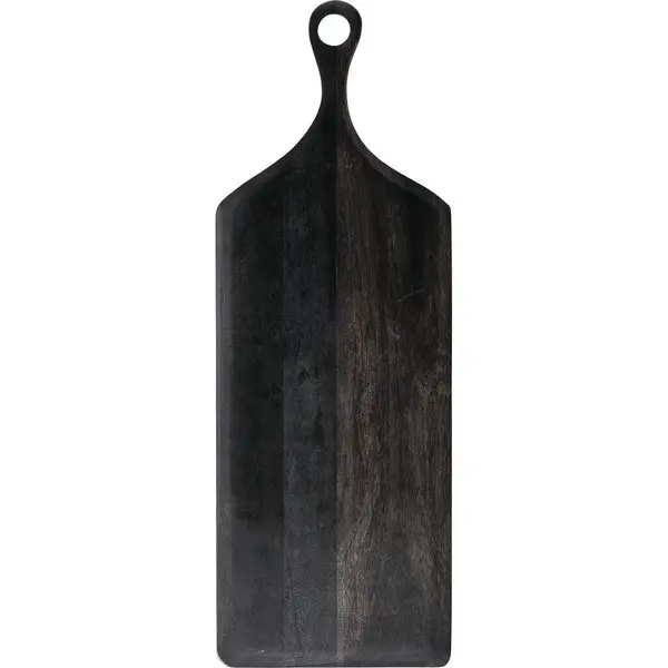 STORIED HOME Tall Acacia Wood Cheese And Cutting Board With Round Opening On Handle - Black