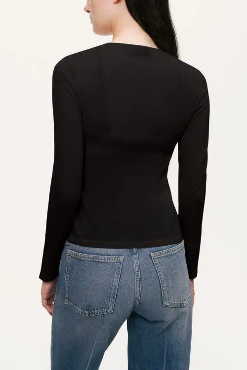 NOCTURNE Sheer Crew-neck Mesh Top