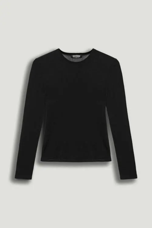 NOCTURNE Sheer Crew-neck Mesh Top