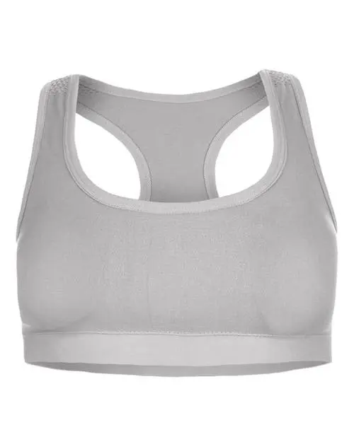 MEMOI 2 Pair Pack Racerback Sports Training Bra - Light Gray Heather