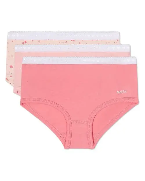 MEMOI 3 Pair Pack Starry Briefs - Pink Multi