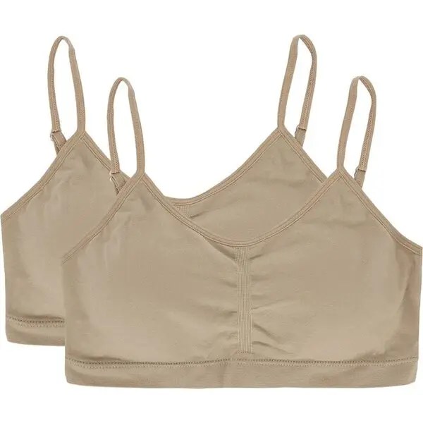 MEMOI 2 Pair Pack Gathered Front Cup Training Bra - Beige