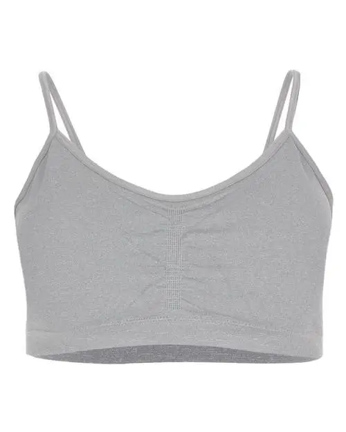 MEMOI 2 Pair Pack Gathered Front Cup Training Bra - Light Gray Heather