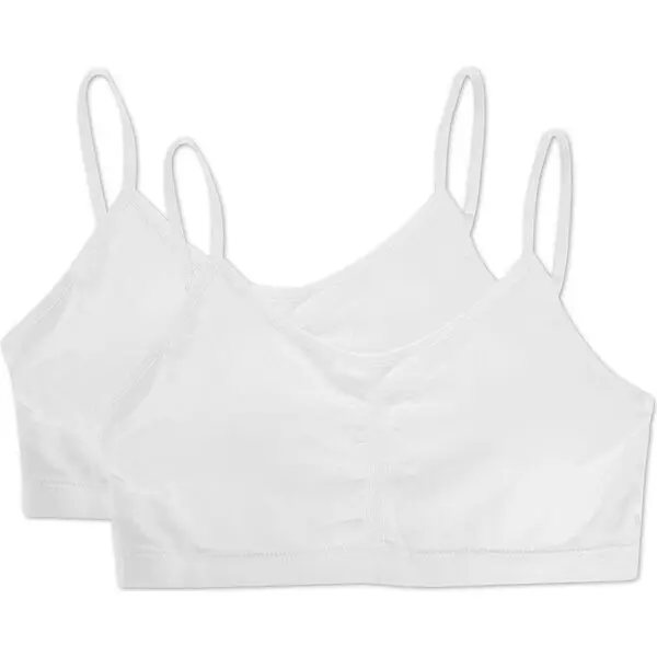 MEMOI 2 Pair Pack Gathered Front Cup Training Bra - White