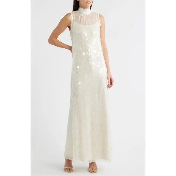 Julia Jordan Sequin Embellished Sleeveless Evening Dress
