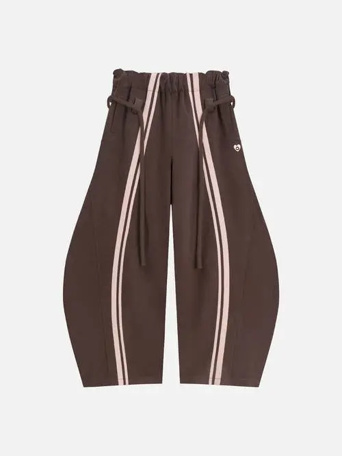 AELFRIC EDEN Striped Barrel Sweatpants - Brown