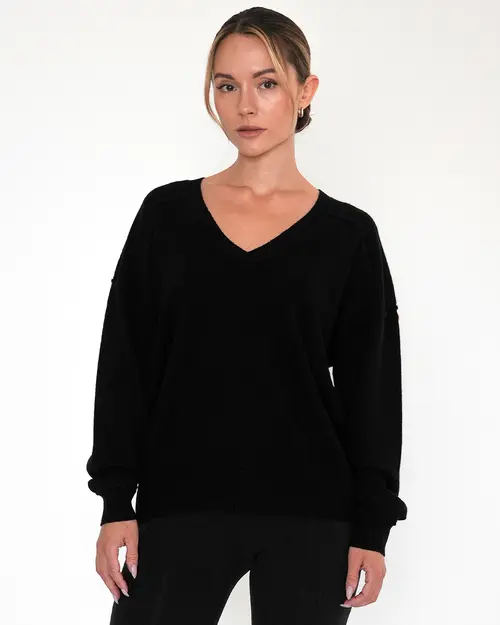 REBODY Nora V-neck Cashmere Sweater - Black