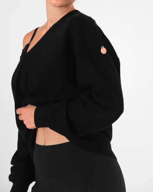 REBODY Nora V-neck Cashmere Sweater - Black