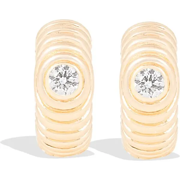 CAMPBELL + CHARLOTTE Revel Ribbed Huggie Earrings - Diamond- Gold