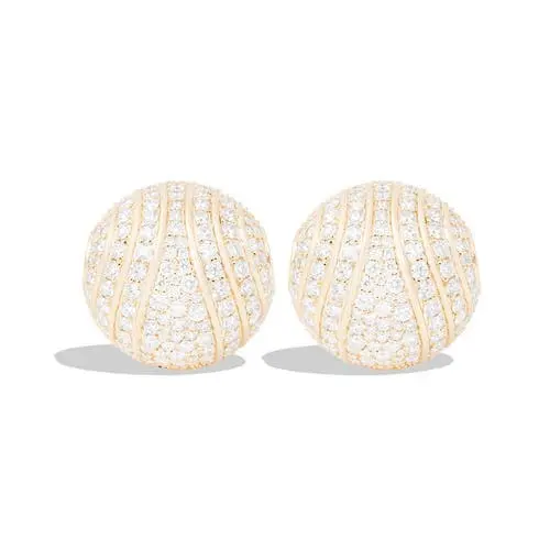 CAMPBELL + CHARLOTTE Revel Large Bead Huggie Earrings - Diamond- Gold