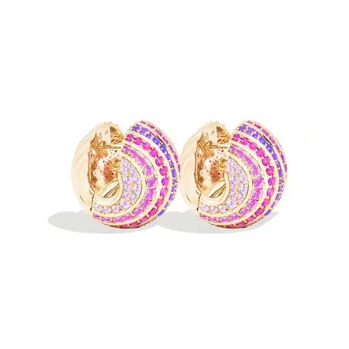 CAMPBELL + CHARLOTTE Revel Large Bead Huggie Earrings - Garnet/sapphire/amethyst