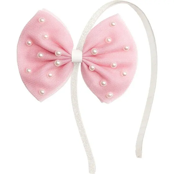 SWEET WINK Pretty Pearl Bow Headband - Pink