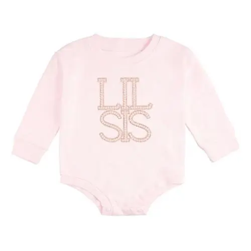 SWEET WINK Lil Sis Pearl Patch Long Sleeve Romper
