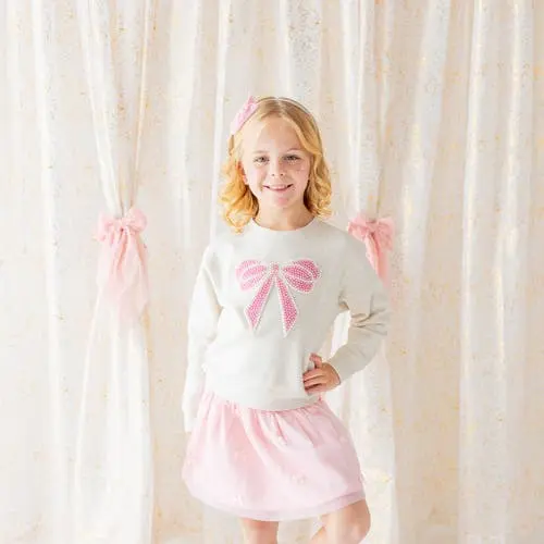 SWEET WINK Pearl Bow Patch Sweatshirt