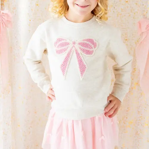 SWEET WINK Pearl Bow Patch Sweatshirt