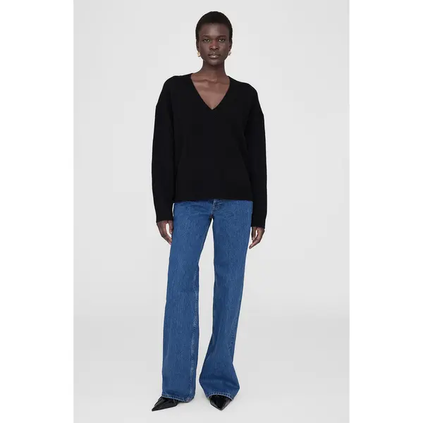 ANINE BING Lee Crewneck Cashmere Sweater - Black