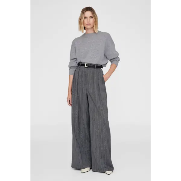 ANINE BING Lee Crewneck Cashmere Sweater - Medium Heather Grey