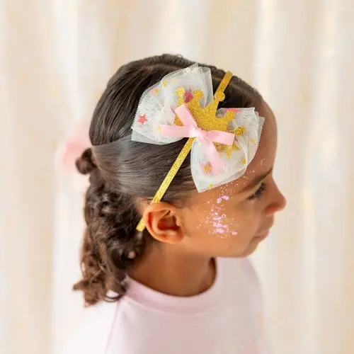 SWEET WINK Princess Crown Tulle Bow Headband