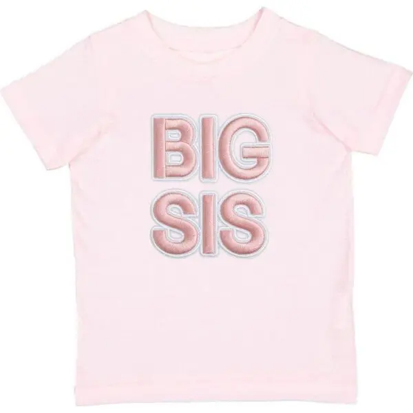 SWEET WINK Big Sis Embroidered Patch Short Sleeve T-shirt - Ballet Pink