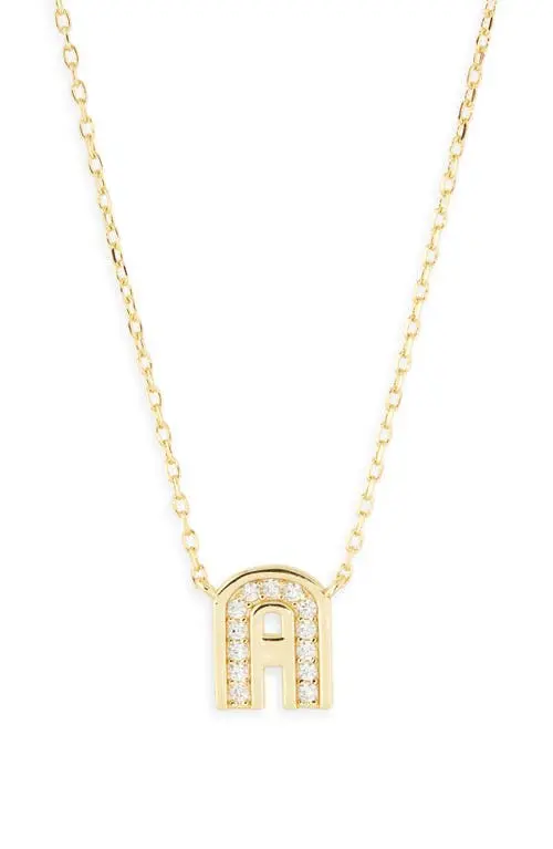Argento Vivo Cubic Zirconia Initial Pendant Necklace - Gold A