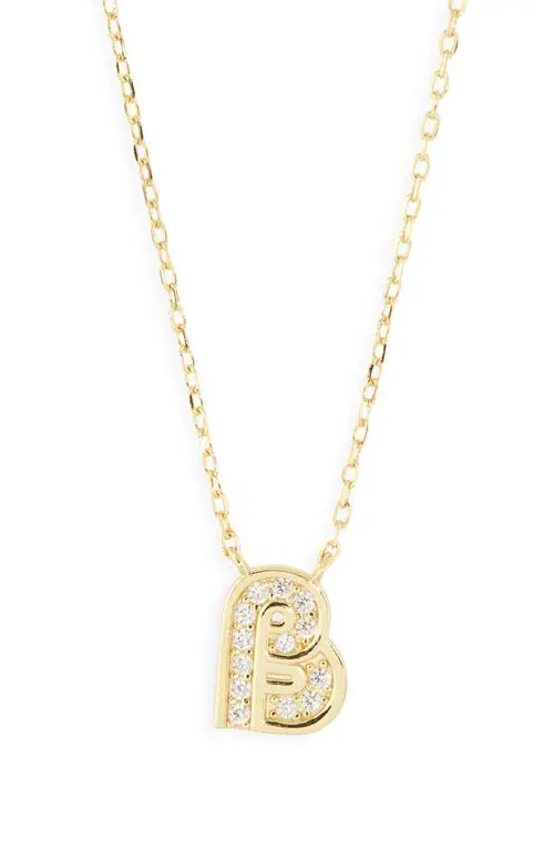 Argento Vivo Cubic Zirconia Initial Pendant Necklace - Gold B
