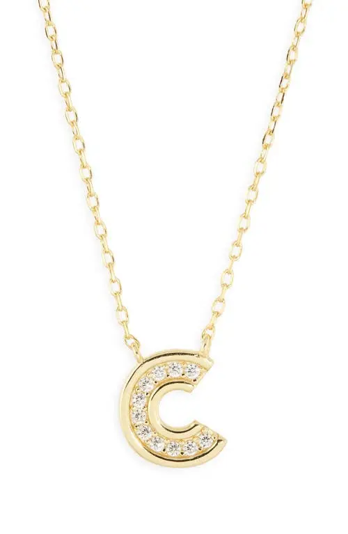 Argento Vivo Cubic Zirconia Initial Pendant Necklace - Gold C