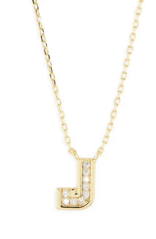 Argento Vivo Cubic Zirconia Initial Pendant Necklace - Gold J
