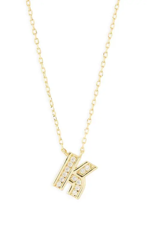 Argento Vivo Cubic Zirconia Initial Pendant Necklace - Gold K