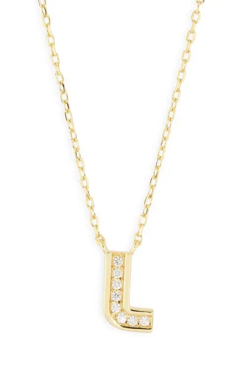 Argento Vivo Cubic Zirconia Initial Pendant Necklace - Gold L