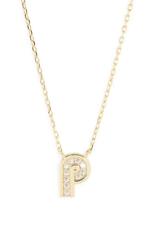 Argento Vivo Cubic Zirconia Initial Pendant Necklace - Gold P