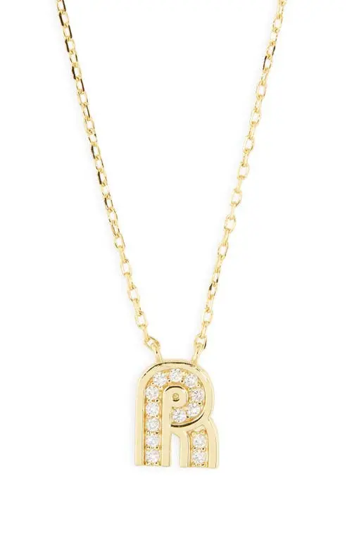 Argento Vivo Cubic Zirconia Initial Pendant Necklace - Gold R