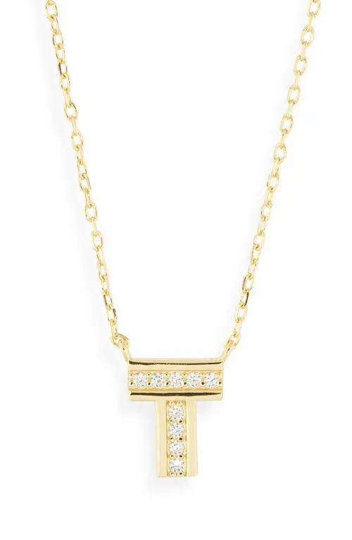 Argento Vivo Cubic Zirconia Initial Pendant Necklace - Gold T