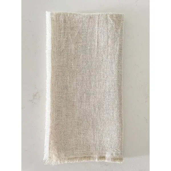 Anaya So Soft Linen Fringe Napkins - Natural Beige