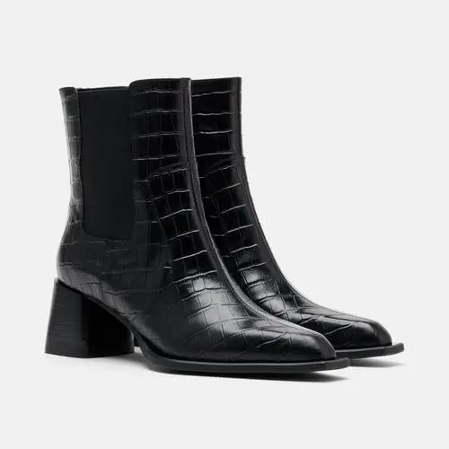 MARC NOLAN Harper Square Toe Chelsea Boots - Black Croc
