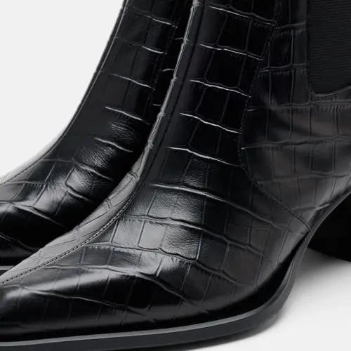 MARC NOLAN Harper Square Toe Chelsea Boots - Black Croc