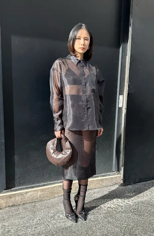 SAEMDI Organza Pencil Skirt