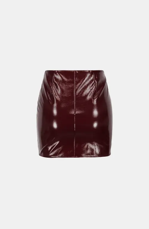 SAEMDI Mini Faux Patent Leather Skirt