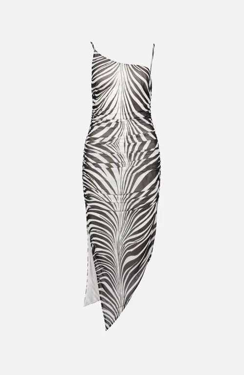 SAEMDI Mesh Print Dress