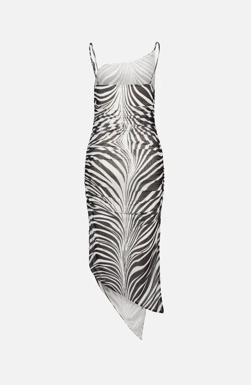 SAEMDI Mesh Print Dress