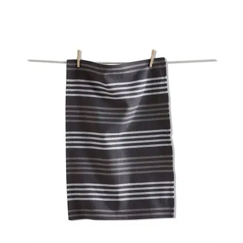 TAG Basket Weave Stripe Cotton Dishtowel For Kitchen Use - Gray