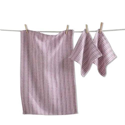 TAG Variegated Cotton Dishtowel And Cloth Set For Kitchen - Purple