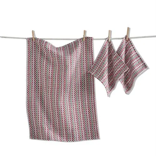 TAG Variegated Cotton Dishtowel And Cloth Set Multicolor Towels - Multicolored