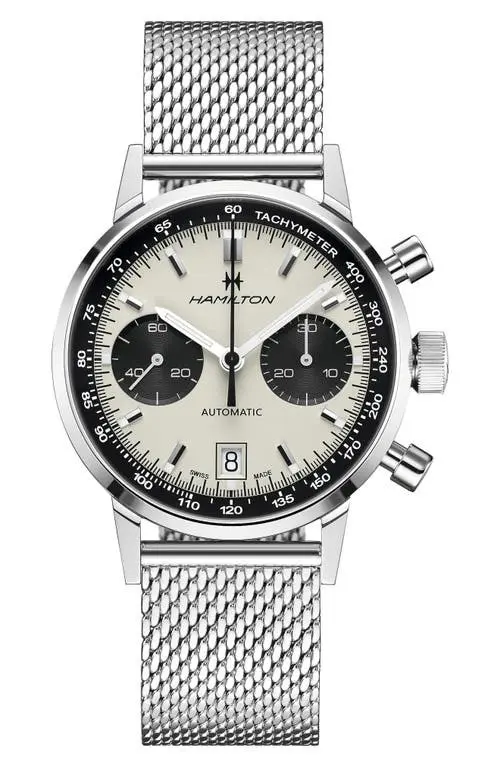 Hamilton American Classic Intra-matic Automatic Chronograph Mesh Strap Watch - White