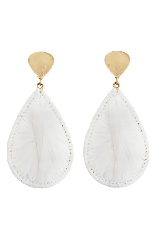 PANACEA Raffia Teardrop Earrings - White