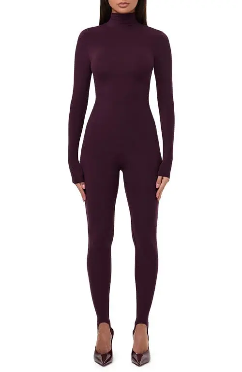 Naked Wardrobe Long-sleeve Stirrup Jumpsuit - Dark Plum