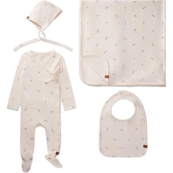 MINIMOI 4-piece Baby Rayon Blend Pointelle Footie Set - Winter White