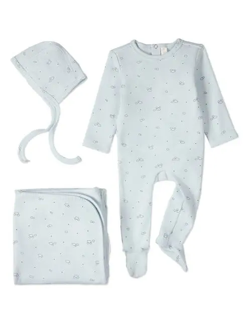 MINIMOI Baby Cotton Rich 3-piece Set - Blue